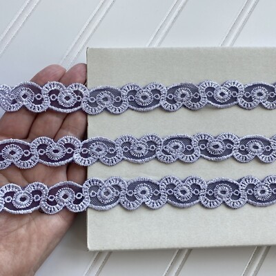 2 Yards Light Lavender Embroidered Ribbon Trim /Sewing/Crafts/Bridal/ 3 ...
