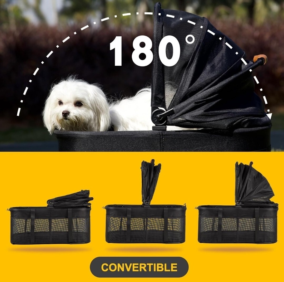 Luxury 3 in 1 Folding Dog Cat Stroller Pet Carrier Car Seat S+M Animal ...