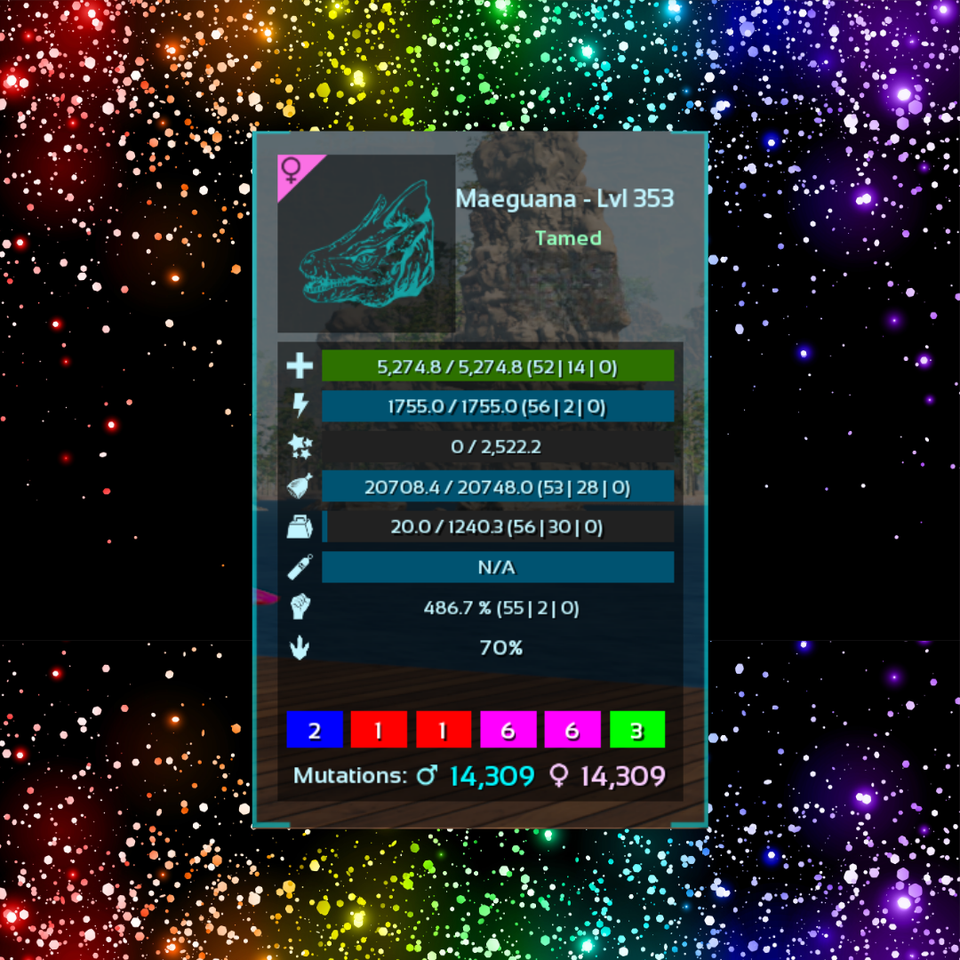 Ark Survival Ascended - ASA - Rainbow Maeguana! - Top Stats PVE ...