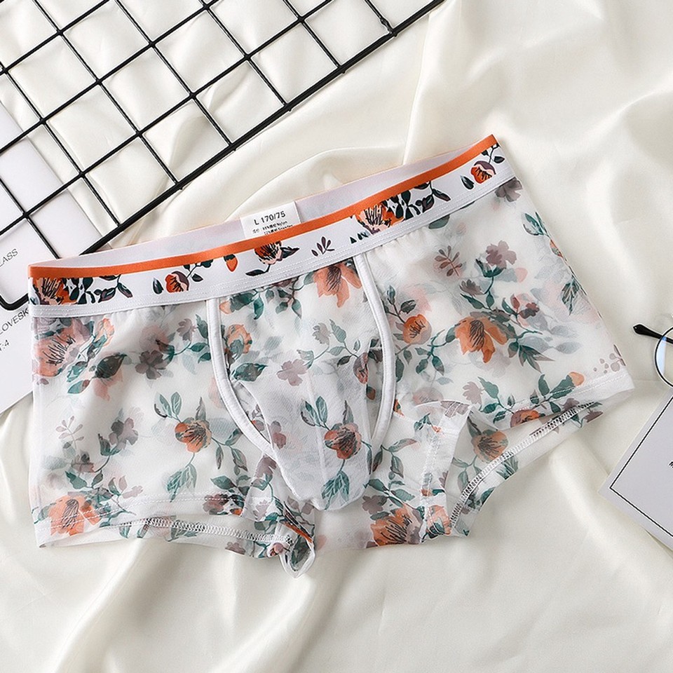 Mens Sheer Printed Boxer Trunks Ultra Thin Elephant Nose Design ...
