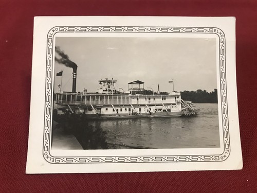 Clinton Iowa Vintage Black & White Photo River Front Park Paddle Boat ...