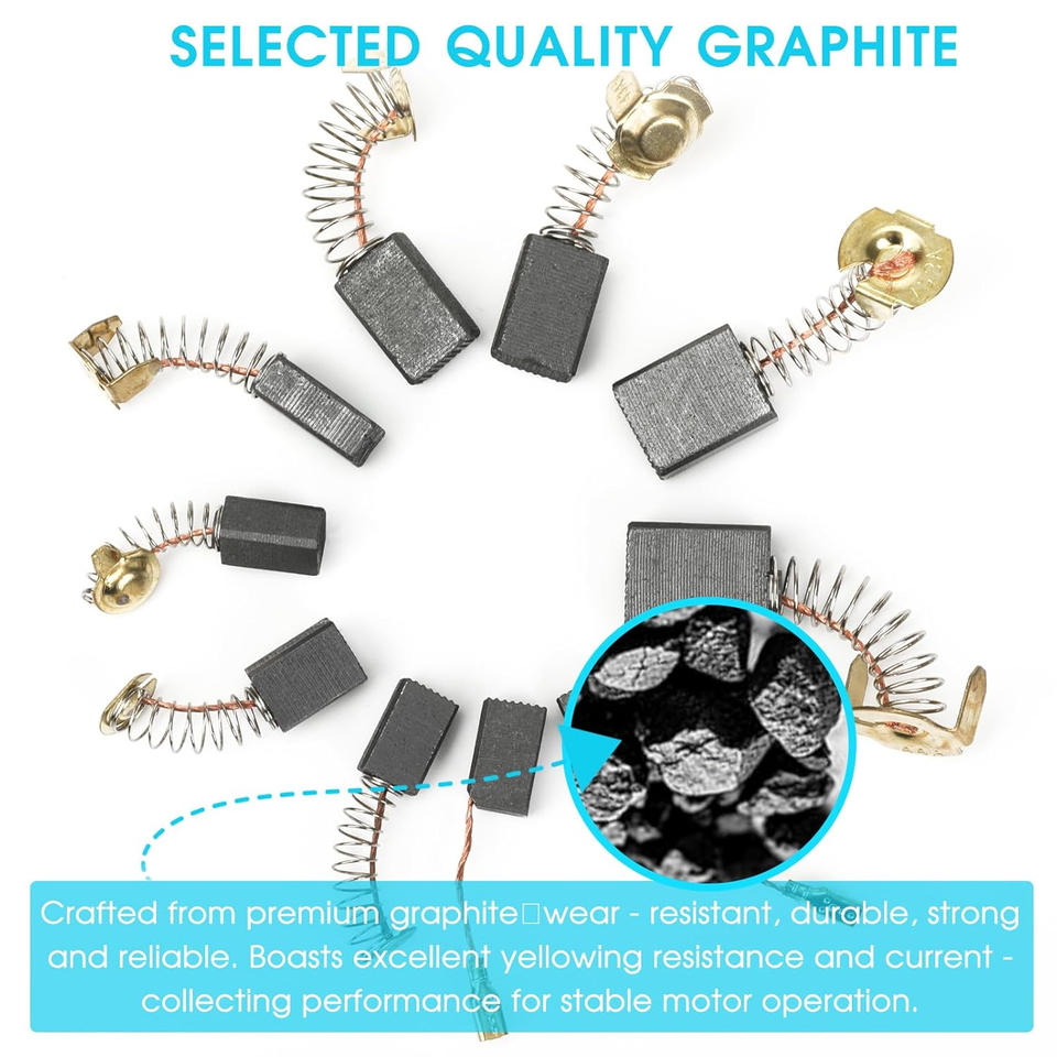 60 Pcs Electric Motor Carbon Brushes Set, 10 Assorted Sizes Graphite ...