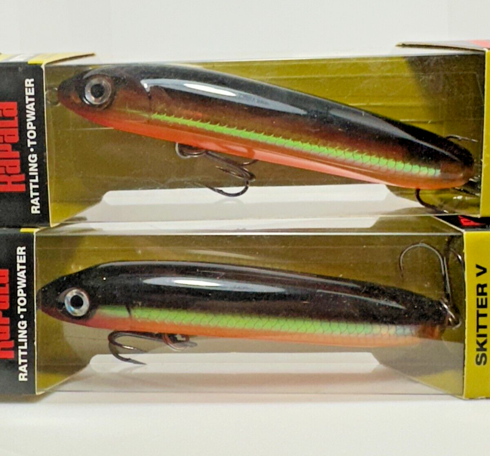 2pc Rapala SKITTER V Quick Cut Long Glide Floating Rattling Topwater ...