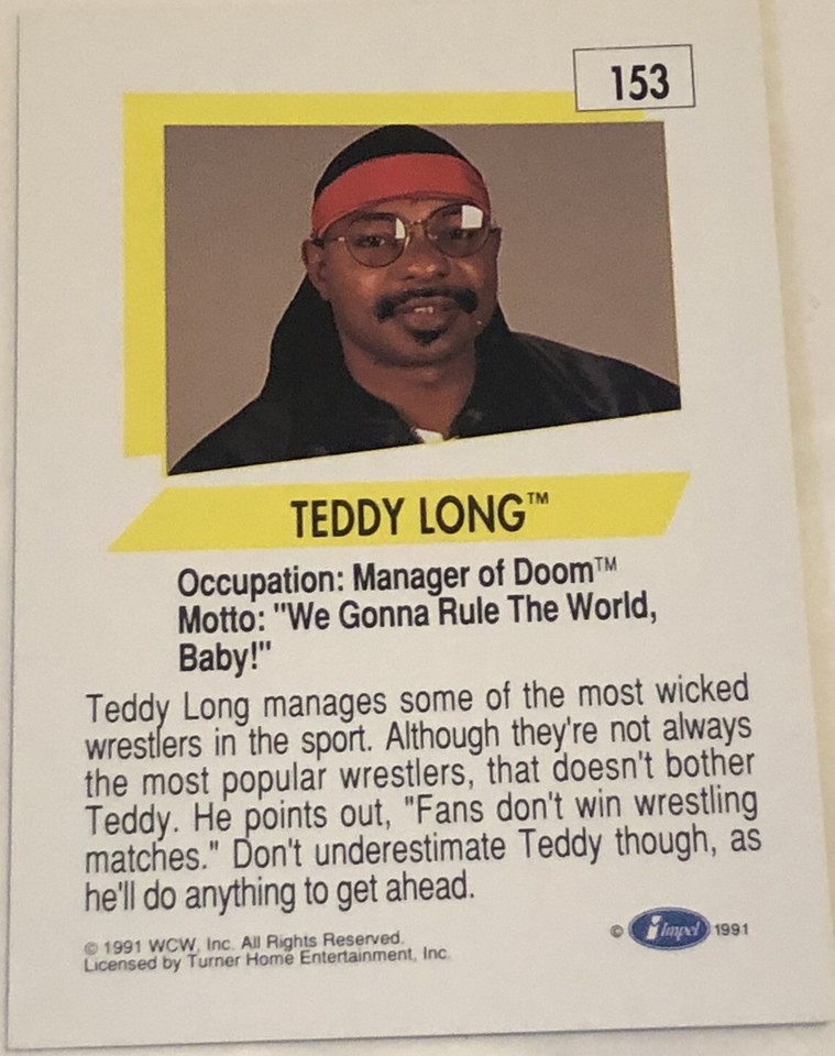 Teddy Long WCW Trading Card #153 World Championship Wrestling 1991 | eBay