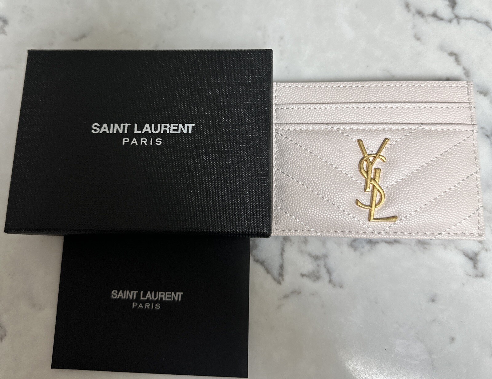 YSL Saint Laurent Cassandre Ivory Quilted Leather Car… - Gem