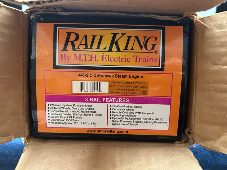 Mth New York Ontario & Western 4-8-2 L-3 Mohawk Steam Engine 30-1166-1 ...