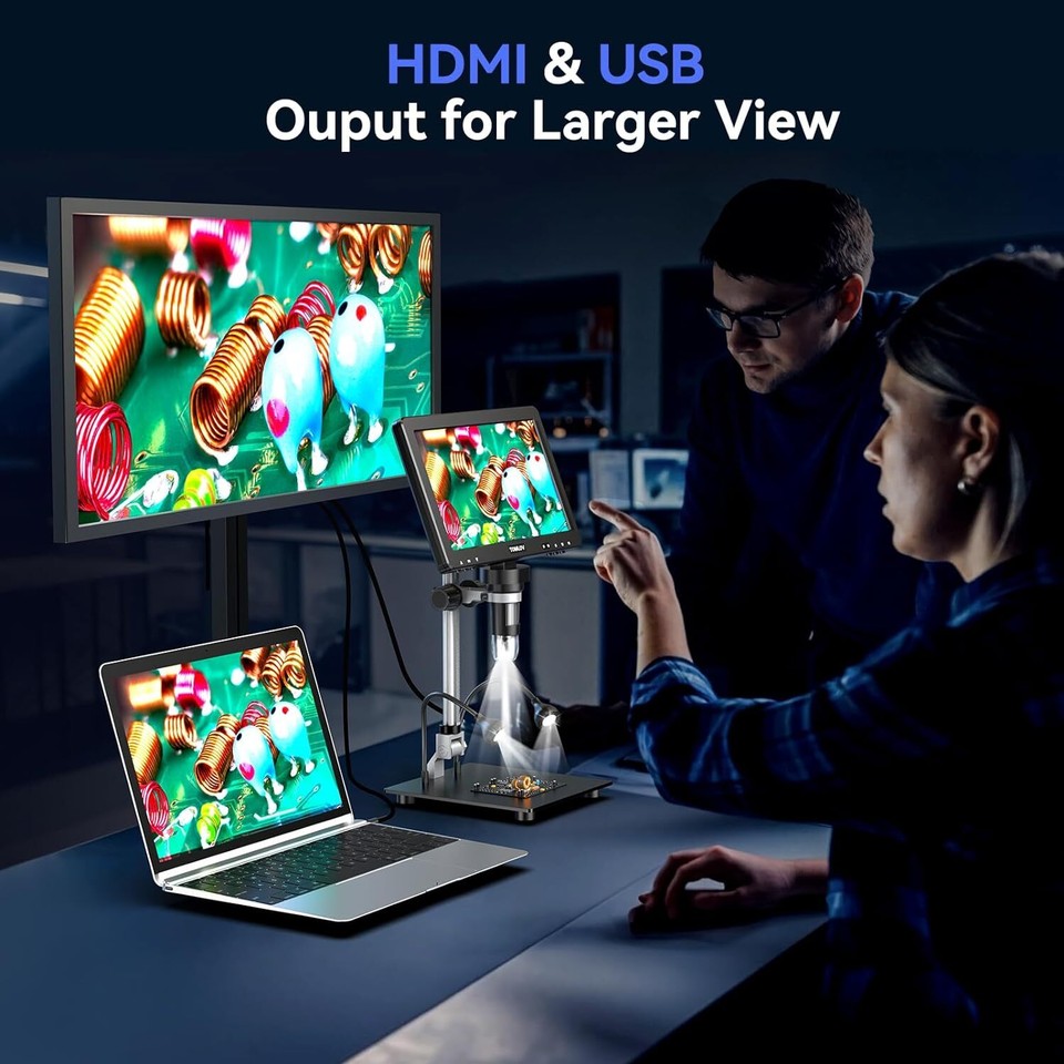 TOMLOV Digital Microscope 1500X 20MP 10.1" Coin Microscope PCB ...