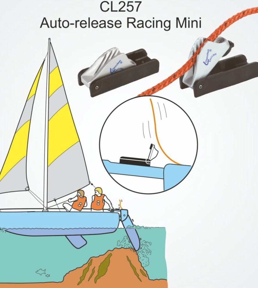 Clamcleat ® CL257 Auto Release Racing Mini Dinghy Cleat | eBay