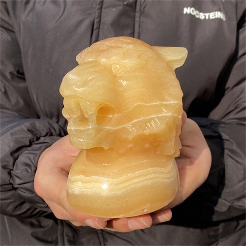 1.44kg Natural Carved Geodes stone Tiger Head Figurines Reiki Quartz ...