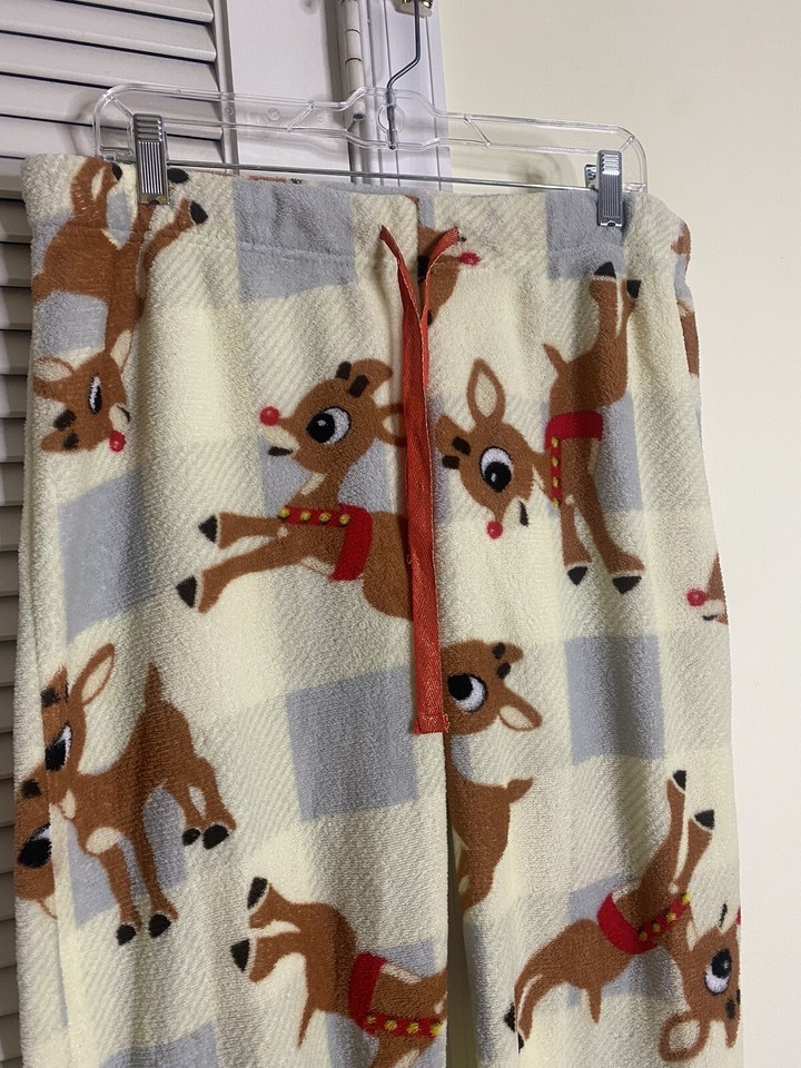 Rudolph the Red Nosed Reindeer Pajama Lounge Fleece Pants Large Yellow ...