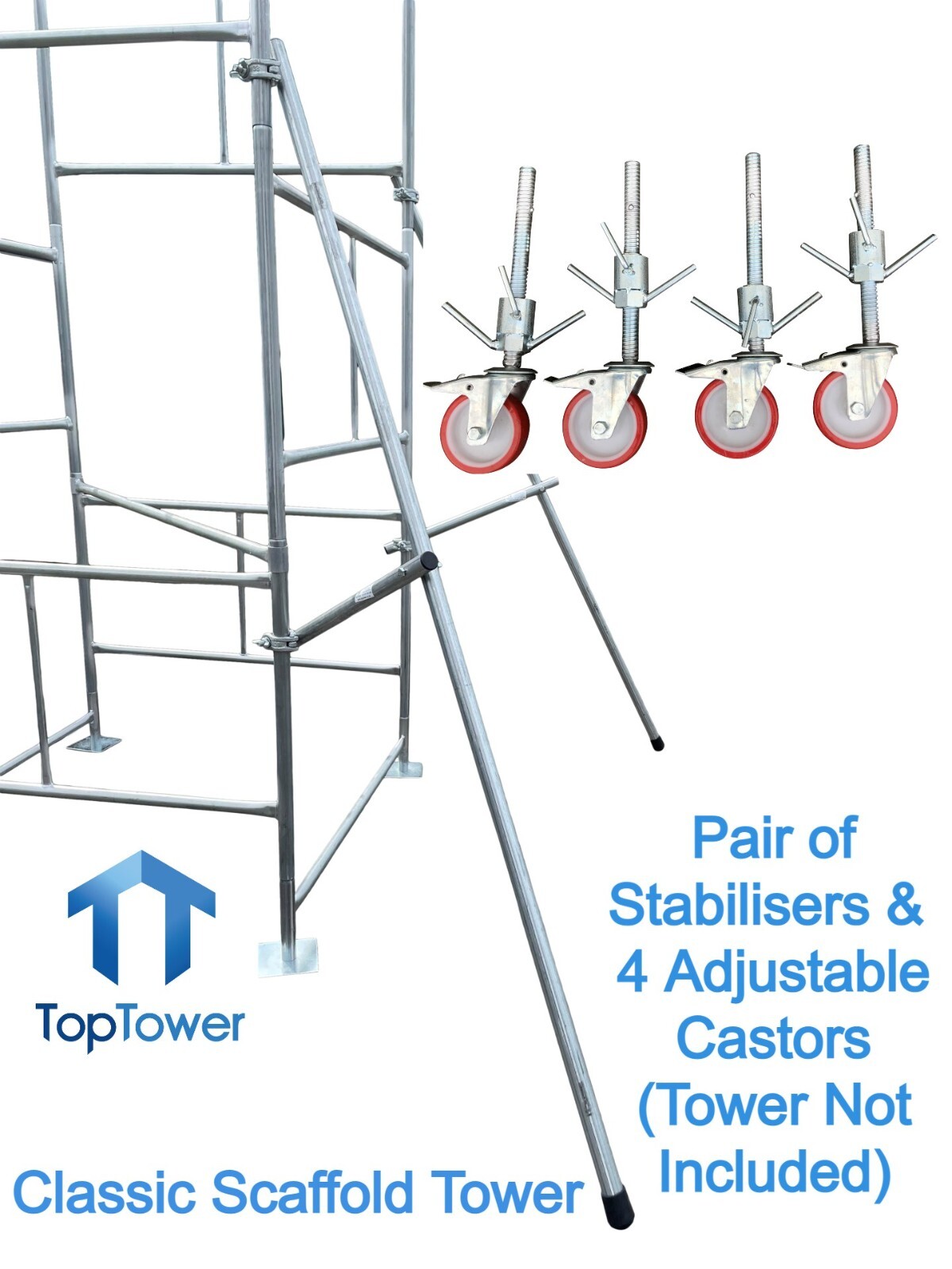 Scaffold Tower Stabilisers Pair With Adjustable Castors Set for Classic ...