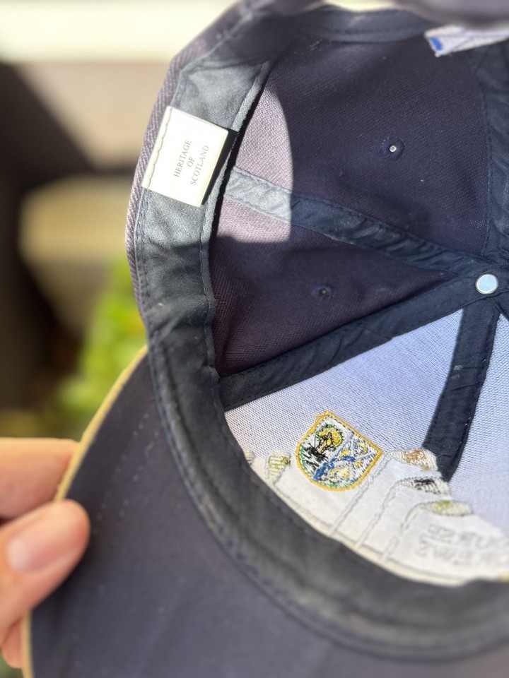 Old Course St Andrews Hat Scotland Golf Navy Blue Tan Suede Strapback ...