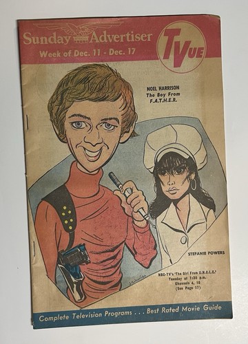 VINTAGE 1966 REGIONAL TV GUIDE BOSTON SUNDAY ADVERTISER TVUE MAN FROM U ...