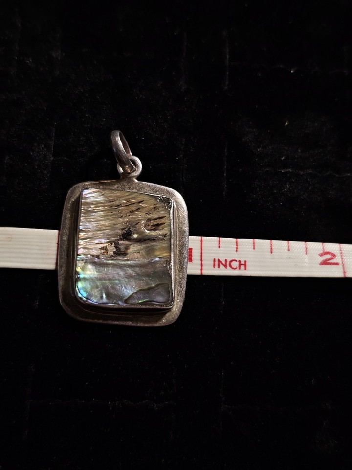 Vintage Nice Beautiful Sterling Silver Art Deco Abalone Shell Pendant # ...