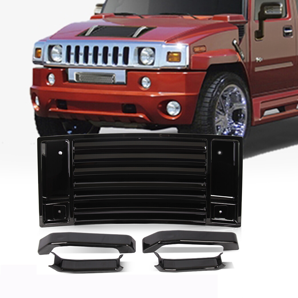 Hood Grille Hood Deck Vent&Handle Covers Black For 2003-2009 Hummer H2 ...