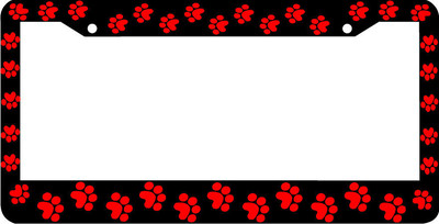 RED PAW PRINTS CRITTER DOG CAT License Plate Frame | eBay