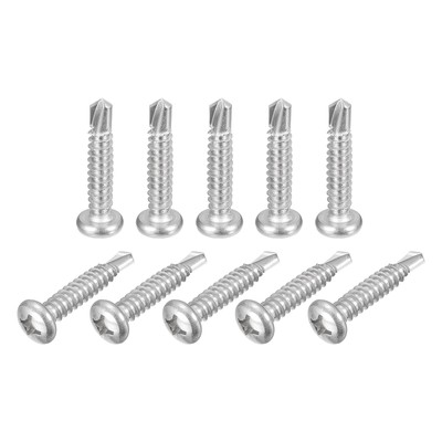 #14 x 1-1/4" Self Drilling Screws, 50pcs Phillips Pan Head Self Tapping ...