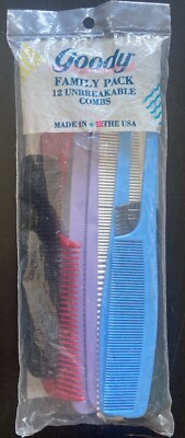 NEW Lot Of 12 Vintage Goody Unbreakable Hair Combs 1989 Made In USA | eBay