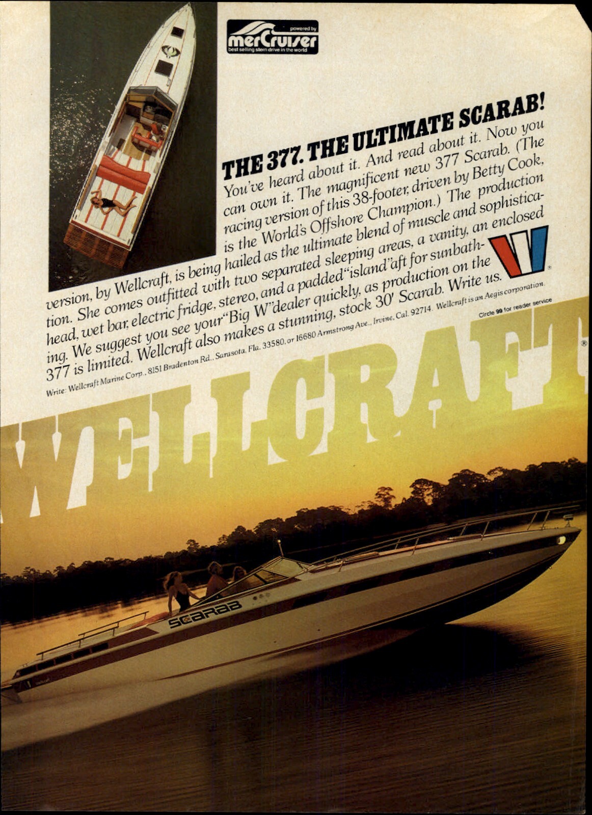 1979 PAPER AD BOAT COLOR Wellcraft Scarab 377 38 Feet MerCruiser | eBay