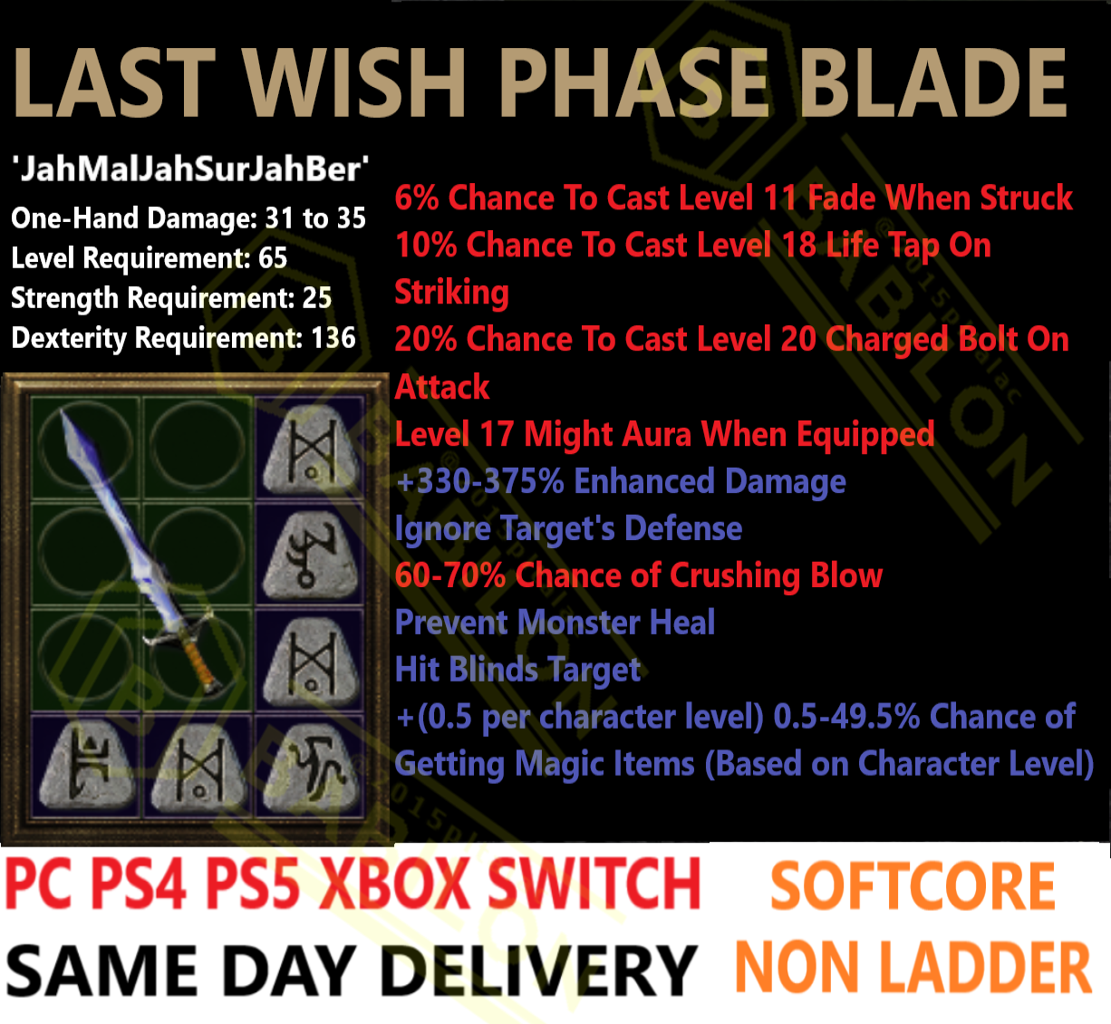PC PS4 PS5 XBOX SWITCH NON-LAD LAST WISH Phase B Diablo 2 Resurrected ...