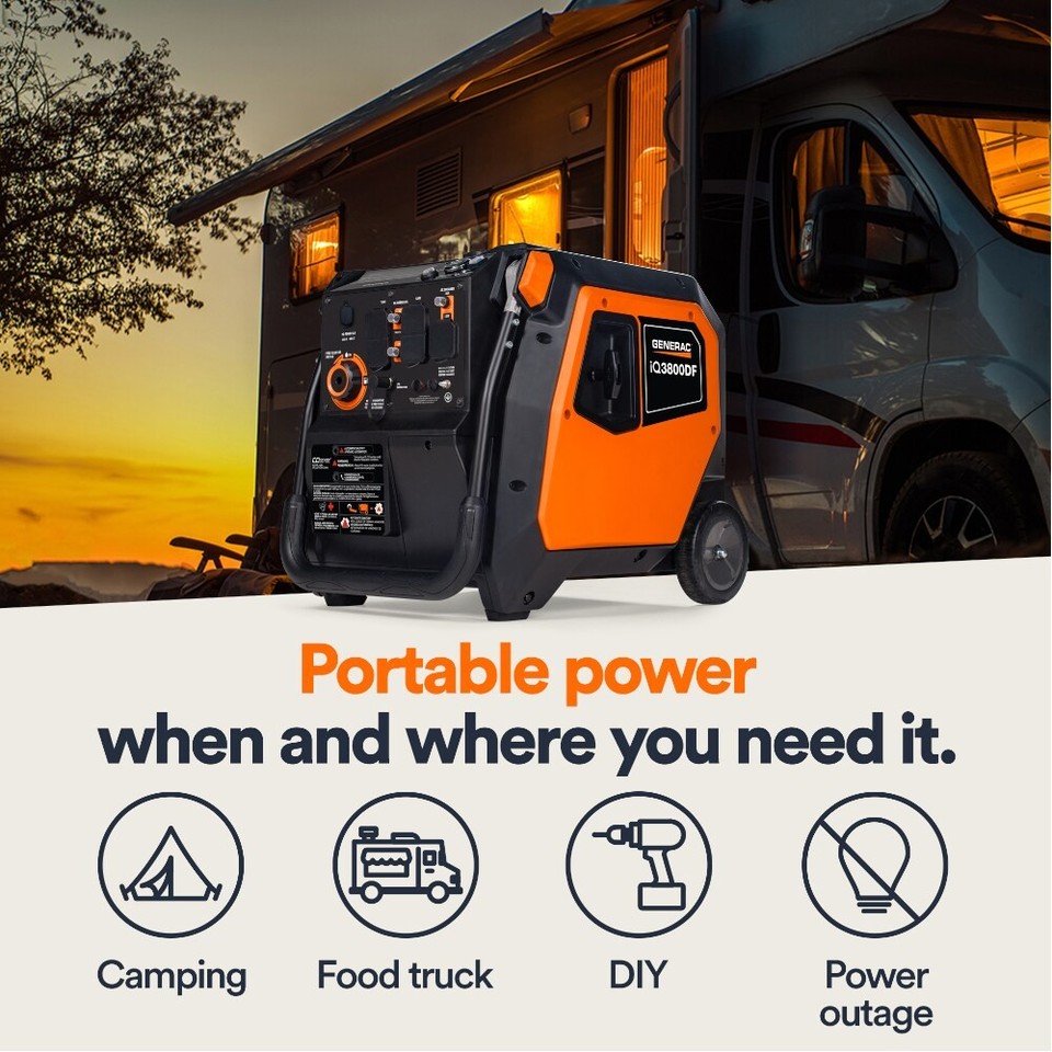 Generac iQ3800 DF - 3000 Watt Electric Start Dual Fuel Inverter ...