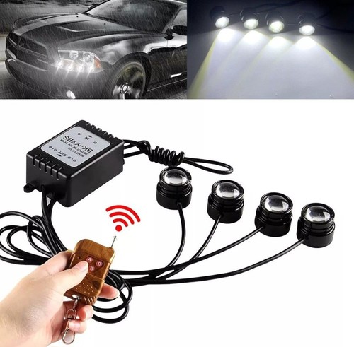 4 in1 White LED Car SUV Eagle Eye Strobe Flash Warning Grille Light ...