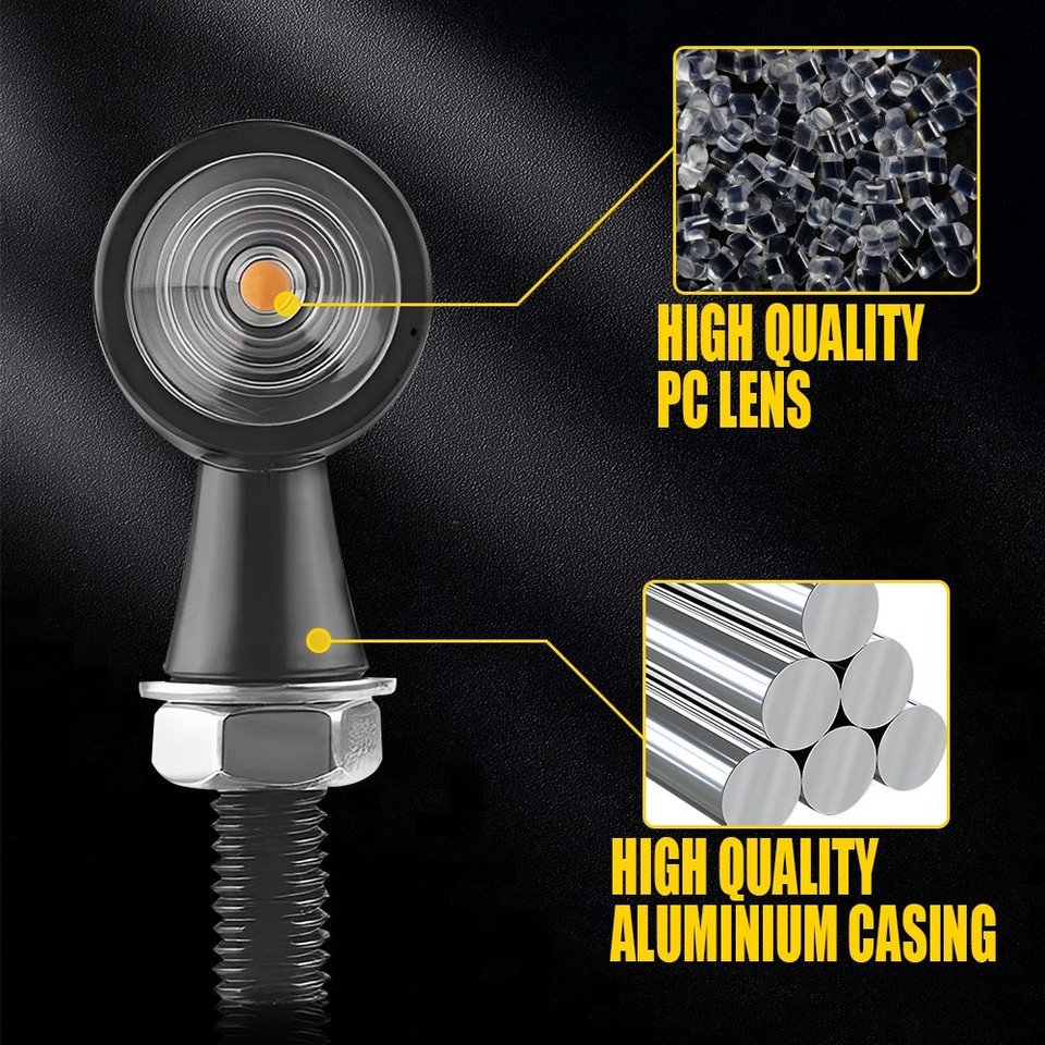 LED Black Mini Bullet Motorcycle Turn Signal Light For Blinker Bobber ...