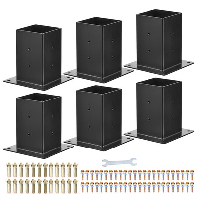 4x4" Deck Post Base 6pcs, Powder Coated Deck Post Brackets for Deck ...