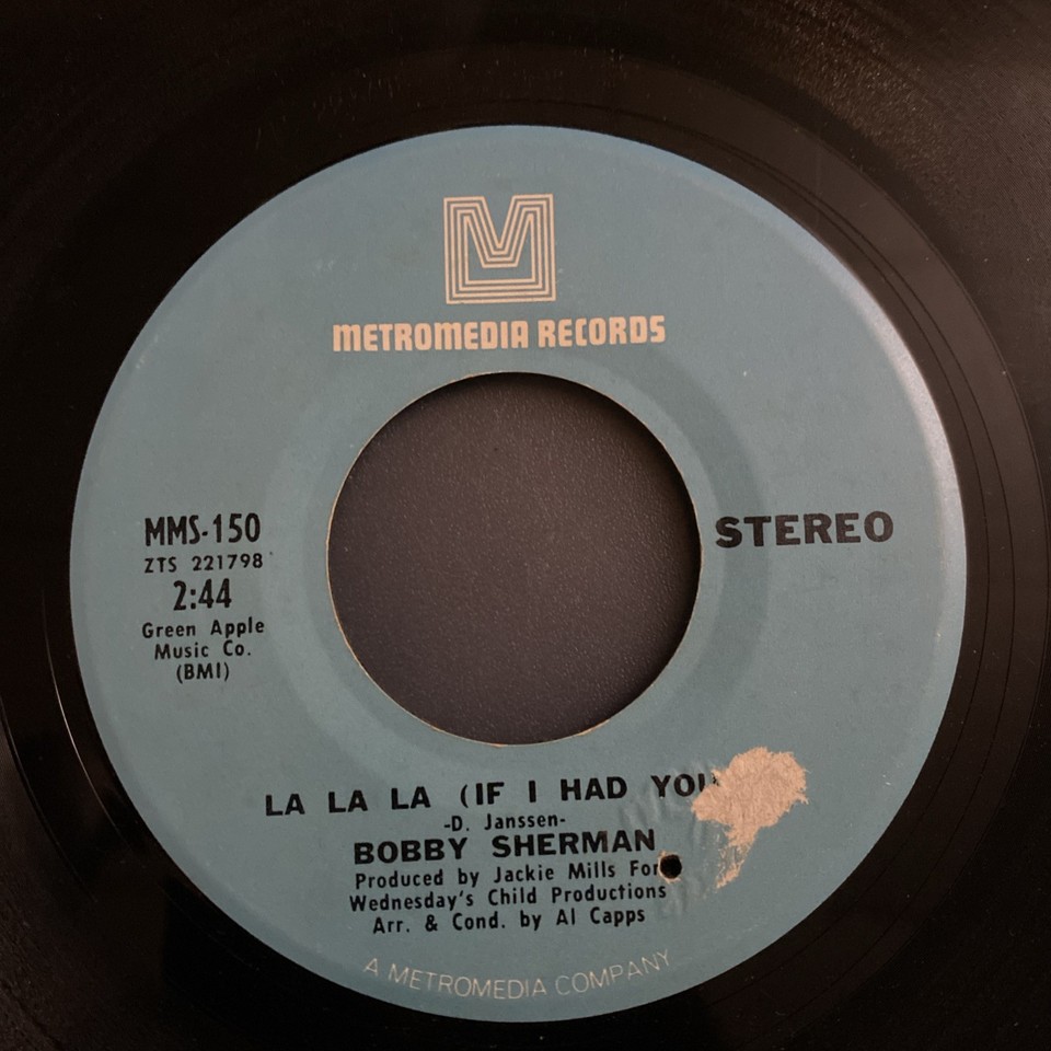 Bobby Sherman 45rpm Record Time / La La La If I Had You 7” Inch Vinyl ...