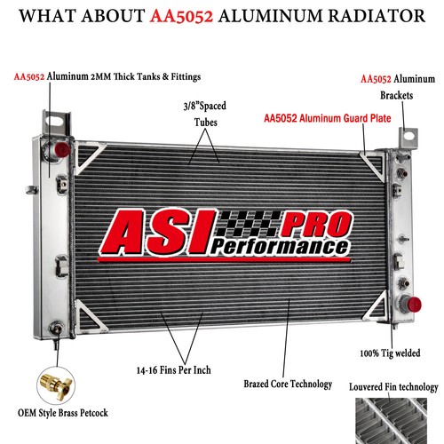 3Row Aluminum Radiator FIT 1999-2014 Chevy Silverado 1500 /2500 HD 4.3 ...