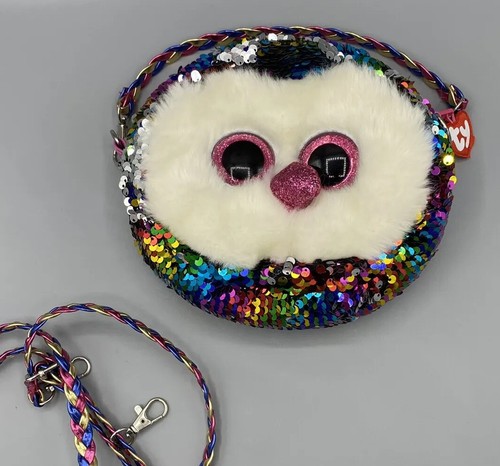 Ty Flippables Owl Purse Owen Beanies Rainbow Sequins Purse Barely Used ...