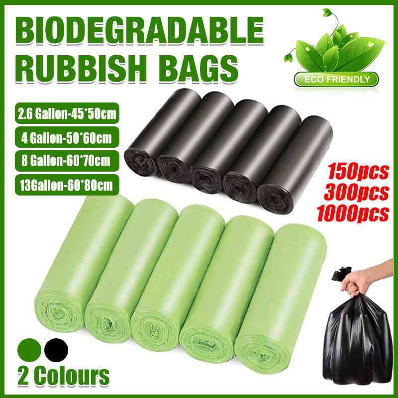 10Rolls Biodegradable Bin Liners Kitchen Garbage Bags 2.6GL,4GL,8GL ...