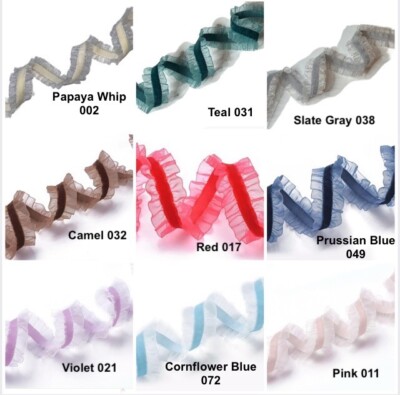 3/4 Double Frill/Ruffle Elastic Velvet Ribbons- 11 colors- 5 Yards | eBay