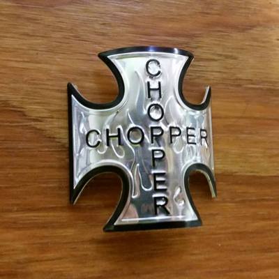 BICYCLE HEAD BADGE NAME PLATE TAG CHOPPER WITH FLAMES | eBay