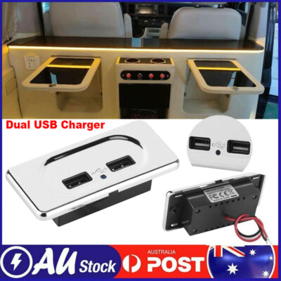 12V Dual-USB Ports Socket Charger Charging For Camper Caravan Motorhome ...