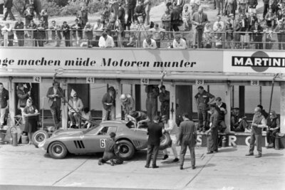 Mike Salmon Chris Kerrison Ferrari 250 GTO 64 in the pit lane 1965 Car ...