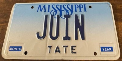 JUIN Vanity License Plate Mississippi June in French | eBay
