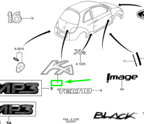 NEW FORD KA MK1 REAR BOOTLID BADGE 1499183 XS51-B42528-ABZPAA ORIGINAL ...