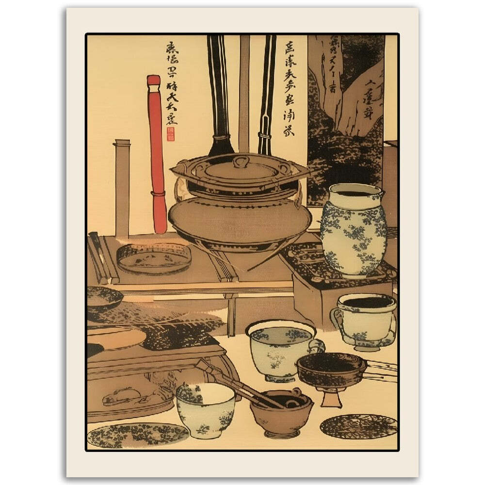 Japanese Tea, Japanese Art Print, Woodblock Style, Ukiyo-e, Koitsu ...