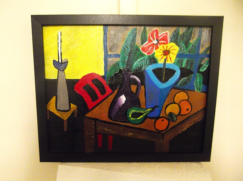 Modernist cubist style Abstract painting on Board Still Life | eBay UK
