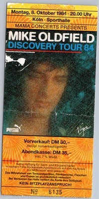 Mike Oldfield Ticket 1984 - Discovery Tour - Köln Sporthalle - Konzert ...