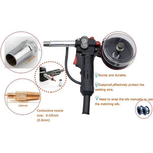 Euro Adpator Aluminum Spool Gun w/ 9.8ft Cable DC24V MIG Aluminum ...