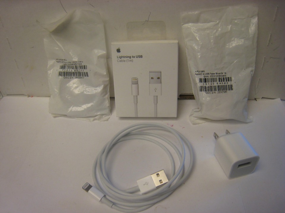 Original OEM Apple A1385 5W USB Charger With 2 MQUE2AM/A CABLES for ...