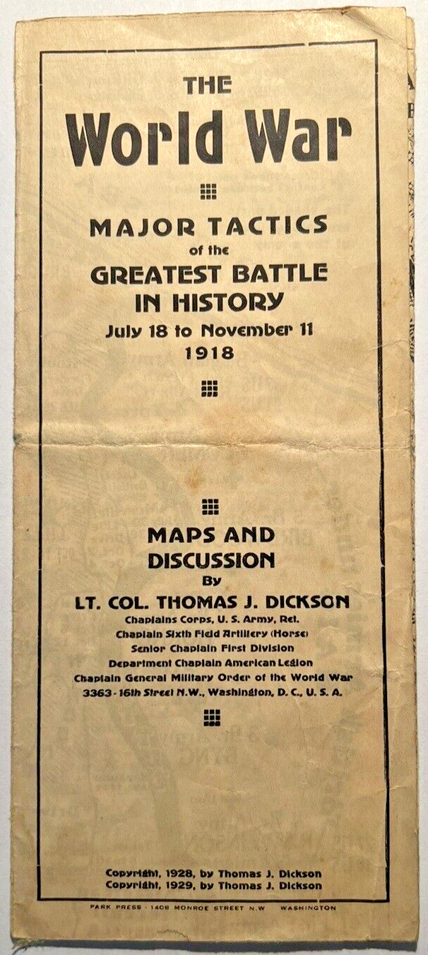1929 WORLD WAR MAJOR TACTICS MAP Battle July-Nov 1918 Lt Col Thomas ...