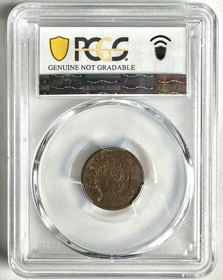1864 INDIAN HEAD CENT PCGS Genuine Environ Damage VF Detail L ON RIBBON ...