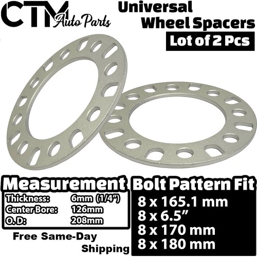 2x 6mm Thick 8x6.5" Universal Wheel Spacer Fit Old Ford/Dodge/Chevy ...