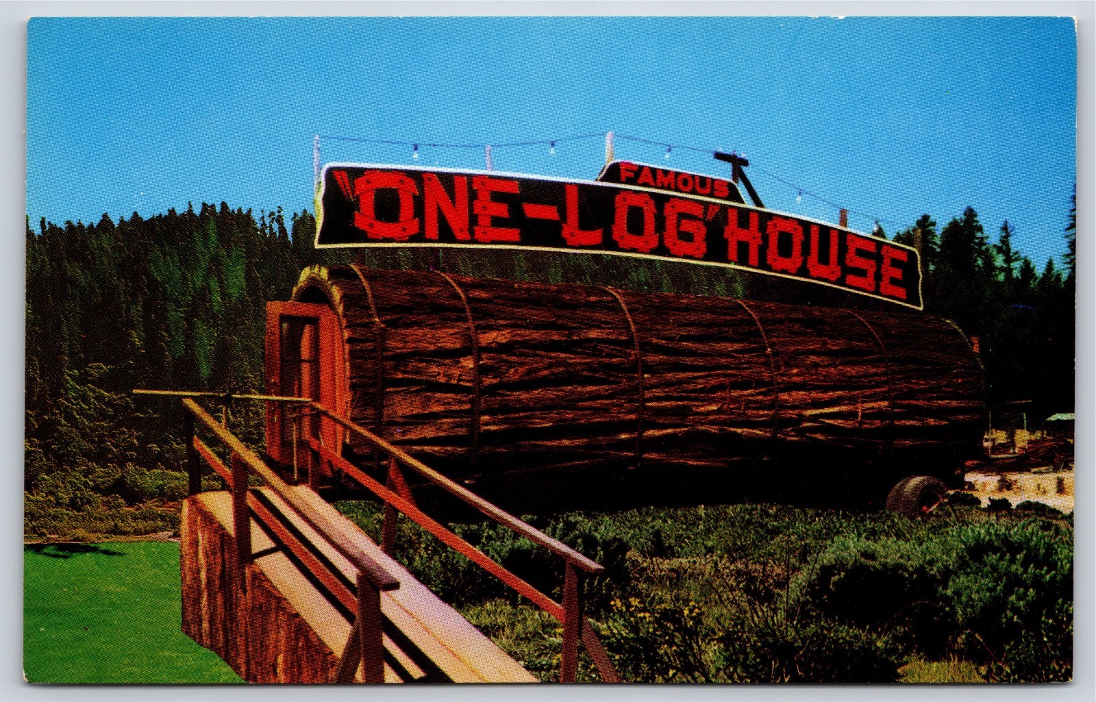 One Log House from Redwood Tree Art Schmock, California Chrome Postcard ...