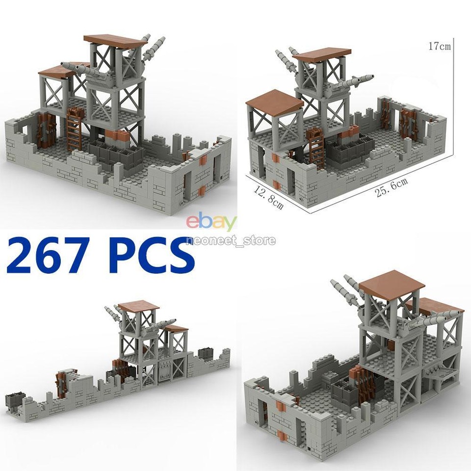 MOC Military WWII Army Base Fortress Baseplate Building Block Bricks ...