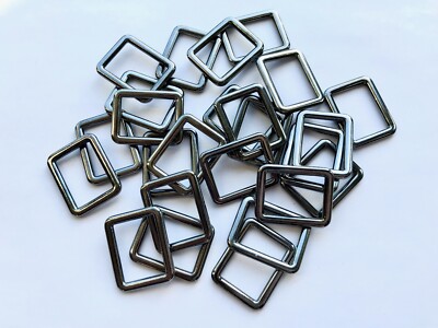 20mm Rectangle Rings Loops Metal DARK Silver Fasteners Rectangular D ...
