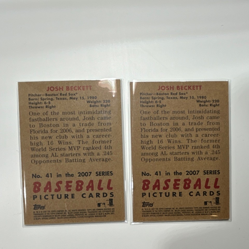 Topps Heritage Josh Beckett Card Lot 2 Boston Red Sox 2007 MLB | eBay